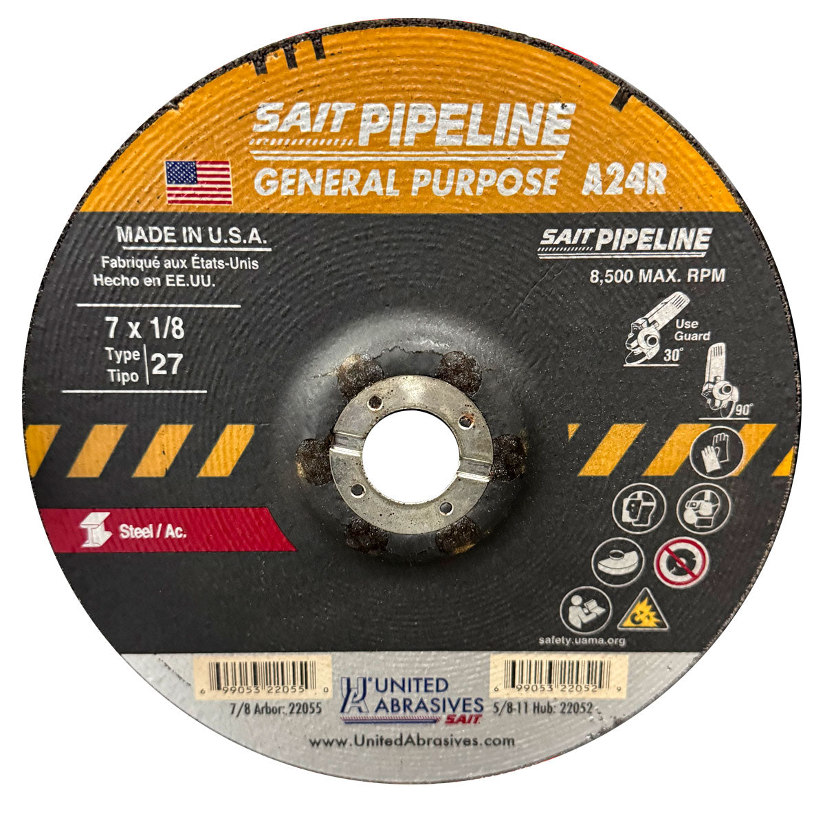 UNITED ABRASIVES/SAIT 22055 A24R Pipeline Grinding Wheel 7 x 1/8 x 7/8 ...